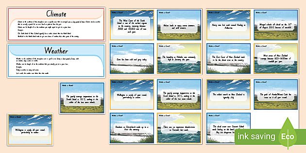 Weather and Climate in New Zealand Sorting Cards - Twinkl