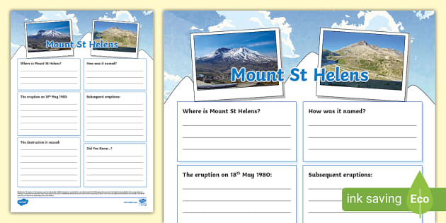 Mount St Helens Fact File Template (teacher made) - Twinkl