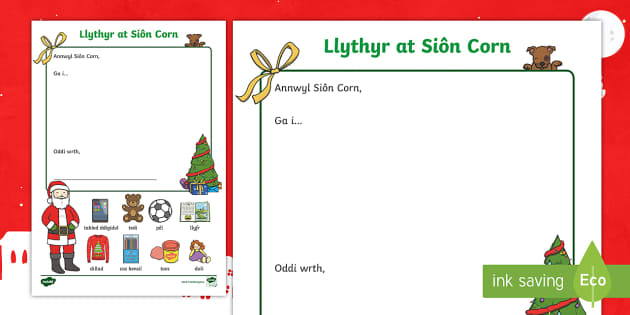 What is Santa in Welsh? | Fun Letter Writing Frame - Twinkl