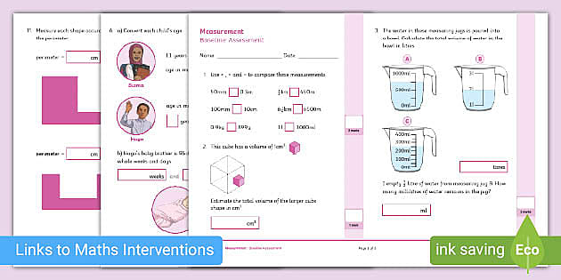 👉 Year 6 Measurement Baseline Assessment (teacher made)