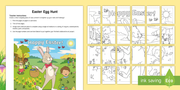 Easter Egg Hunt Collaborative Art Pack (teacher made)