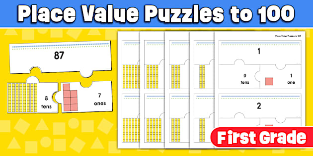 First Grade Place Value Puzzles to 100