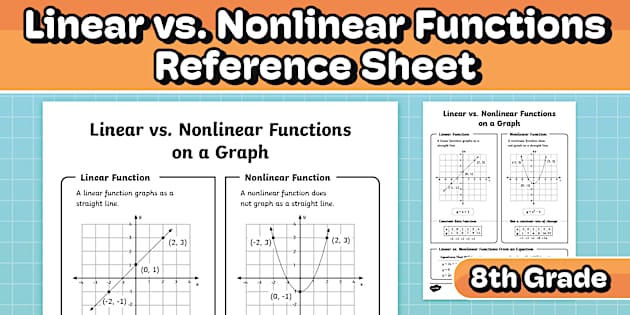 Eighth Grade Linear vs. Nonlinear Functions Reference Sheet