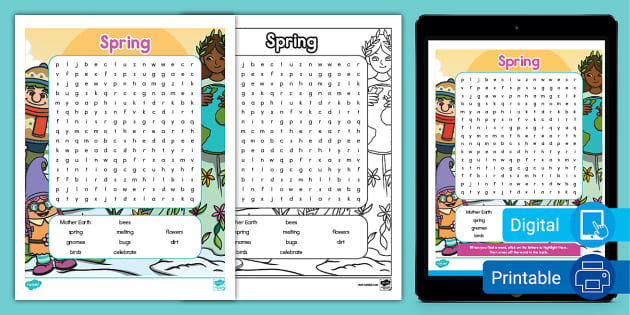 The Gnome Children Welcome Spring Word Search for K-2nd Grade