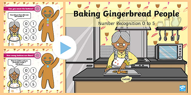 👉 Gingerbread Man Counting PowerPoint 0-5 (teacher made)