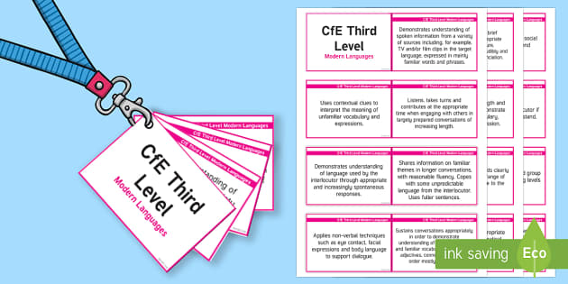 CfE Third Level Modern Languages Lanyard-Sized Benchmarks