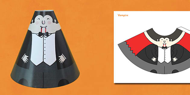 Halloween Cone Characters Vampire (teacher made) - Twinkl