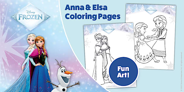 anna elsa and olaf coloring page