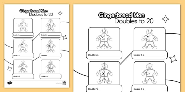 Gingerbread Man Doubles to 20 Activity (teacher made)