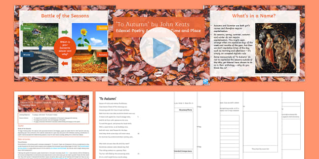 GCSE Introductory GCSE Poetry Lesson Pack to Support Teaching on 'To ...