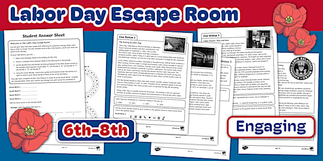 Labor Day ELA Escape Room for 6th-8th Grade (teacher made)