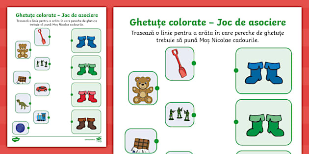 Ghetuțe colorate – Joc de asociere (teacher made)