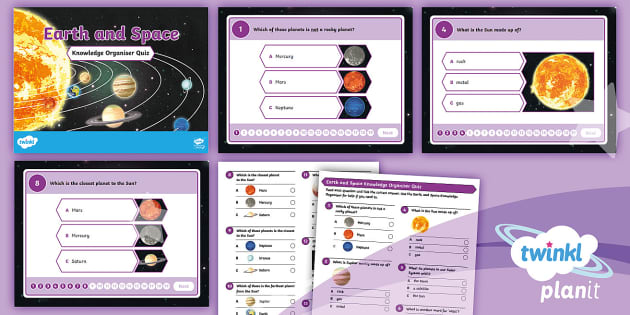 Science Earth and Space Year 5 Knowledge Organiser Quiz Pack
