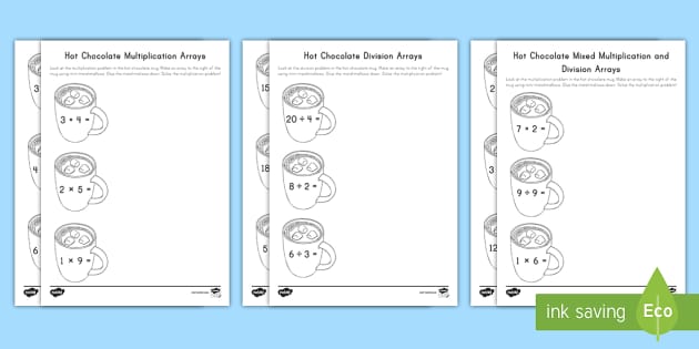 Hot Chocolate with Marshmallows Arrays Differentiated Worksheet ...