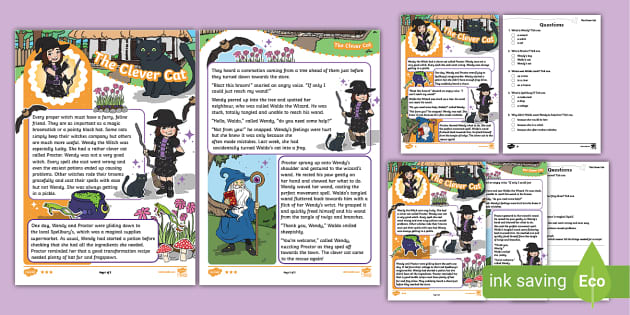 KS1 The Clever Cat Differentiated Reading Comprehension