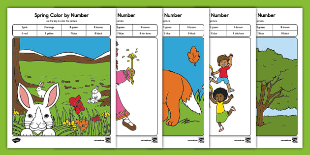 Spring Color by Number (teacher made) - Twinkl