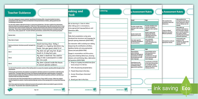 Year 1 Speaking and Listening Assessment (teacher made)