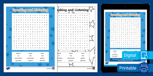 Third Grade Speaking and Listening Word Search