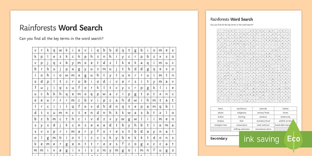 Rainforests Word Search (teacher made) - Twinkl