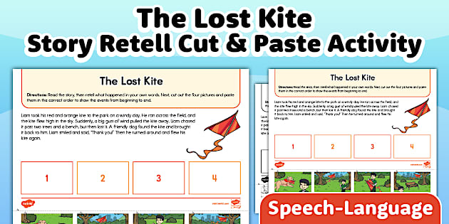 The Lost Kite: Story Retell Cut & Paste Activity for SLP