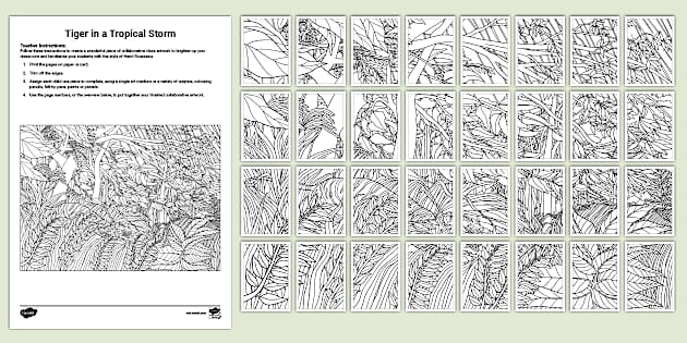 Tiger in a Tropical Storm Mindfulness Collaborative Art Resource Pack
