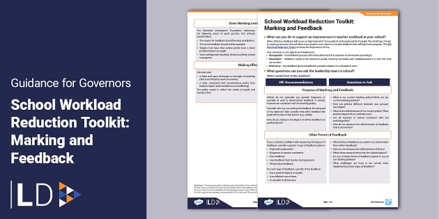 Governors: Workload Reduction Toolkit – Marking and Feedback