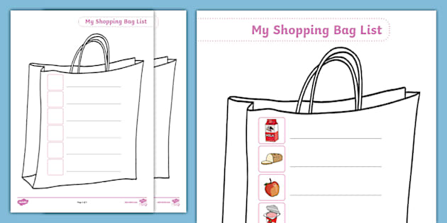 Shopping Bag Writing Activity - KS1 (teacher made) - Twinkl