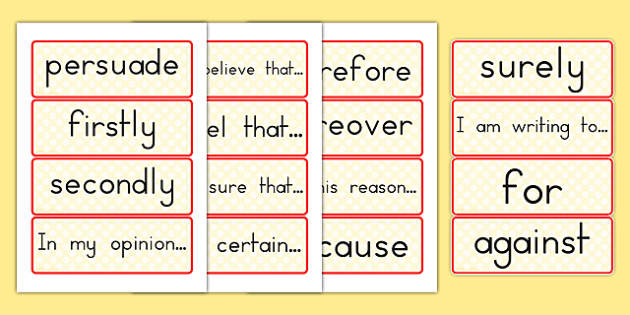 Persuasive Writing Word Cards