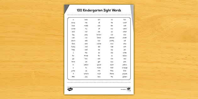 100 Kindergarten Sight Words I Twinkl Canada (teacher made)