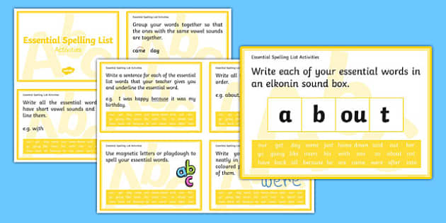 New Zealand Essential Spelling List 3 Challenge Cards