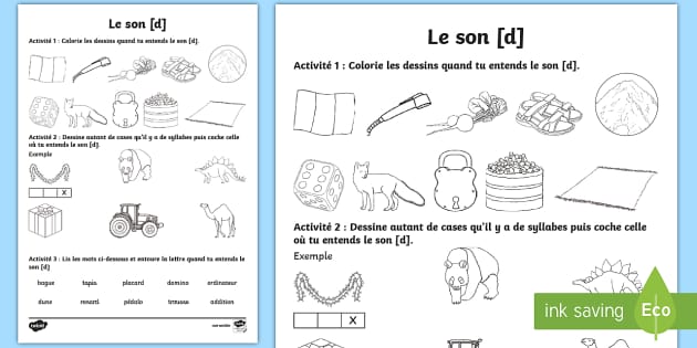Feuille d'activités : Le son [d] (Teacher-Made) - Twinkl