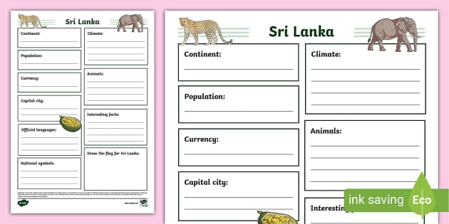 Sri Lanka Fact File Template (teacher made) - Twinkl