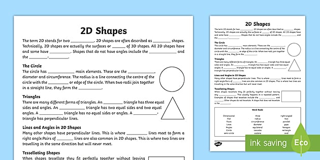 2D Shapes Cloze Activity