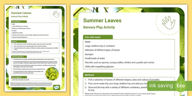 Leaf Sensory Play Activity | Twinkl (teacher made) - Twinkl