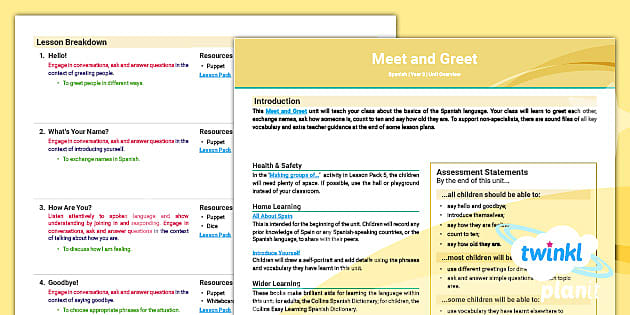FREE! - Spanish Greetings KS2 - Meet and Greet Planning Overview