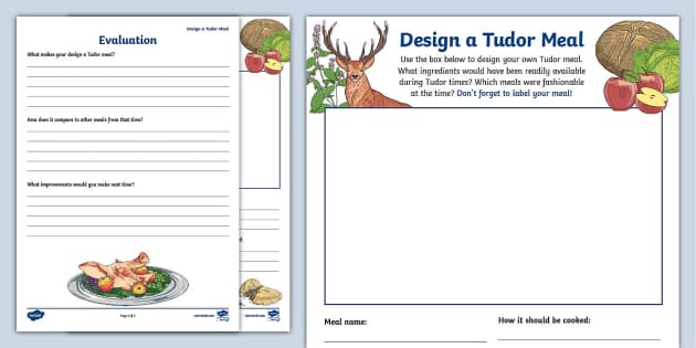 Design a Tudor Meal Worksheet