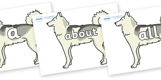 FREE! - 100 High Frequency Words on Huskies - Twinkl