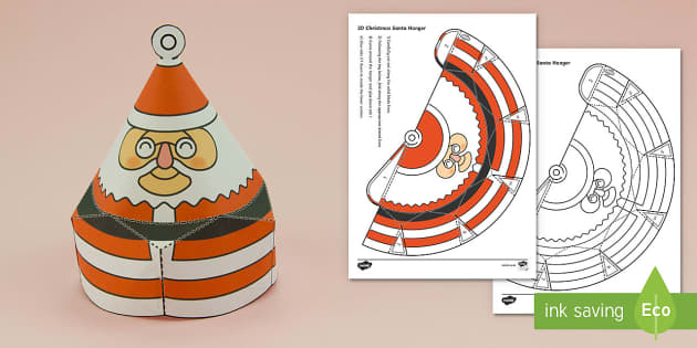 Simple Christmas Hanging Cone Santa Decoration Activity Paper Craft