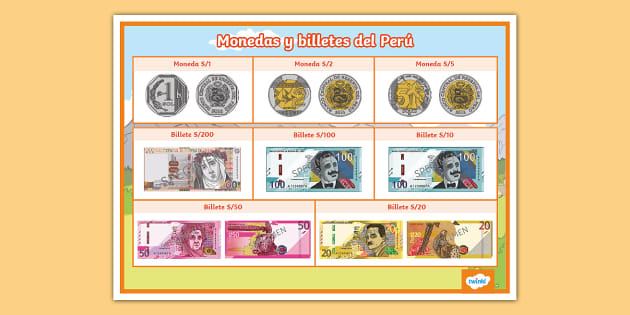 Lámina de monedas y billetes del Perú | Recursos Educativos