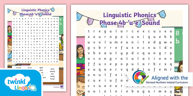 Northern Ireland Linguistic Phonics Phase 4b 'u-e' Sound Word Search
