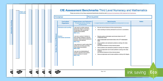 CfE Benchmarks Third Level Numeracy and Mathematics Assessment