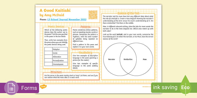 Level 3 Nov 2022 School Journal: A Good Kaitiaki (Poem Response)