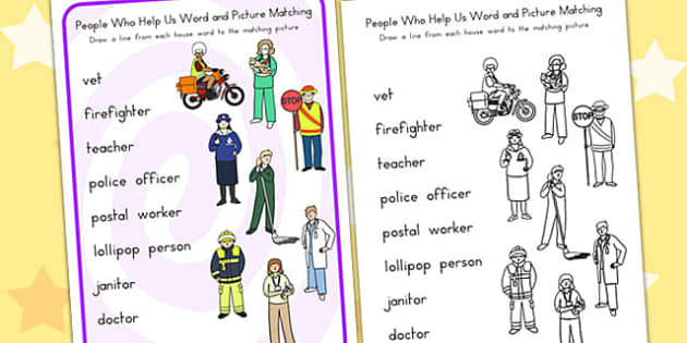People Who Help Us Word And Picture Worksheet Teacher Made