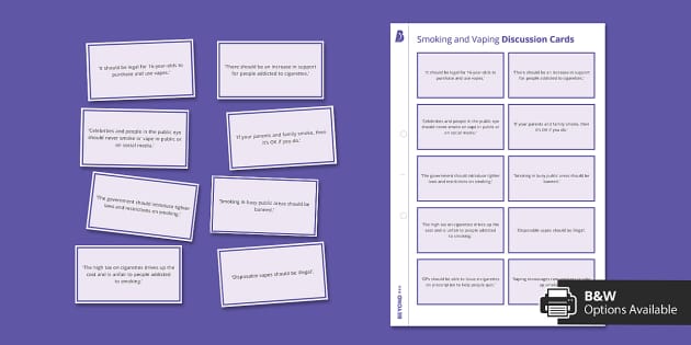 Smoking and Vaping Discussion Cards (Hecho por educadores)