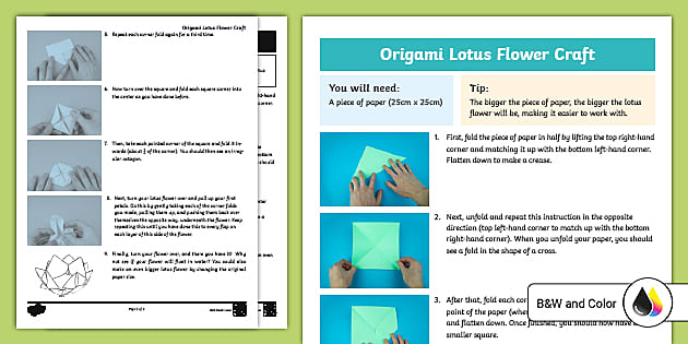 Origami Lotus Flower Craft for 6th-8th Grade (teacher made)