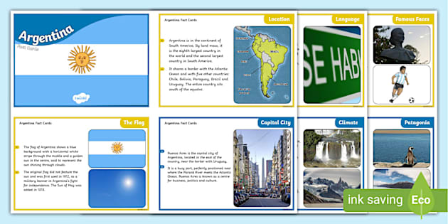 KS2 Argentina Fact Cards (teacher made) - Twinkl