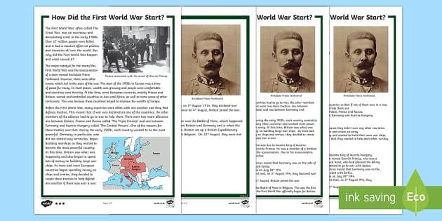 How Did The First World War Start? Differentiated Fact File