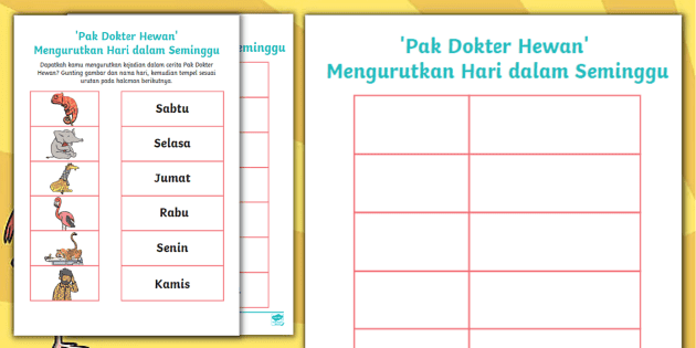 Pak Dokter Hewan: Mengurutkan Hari dalam Seminggu Bertema