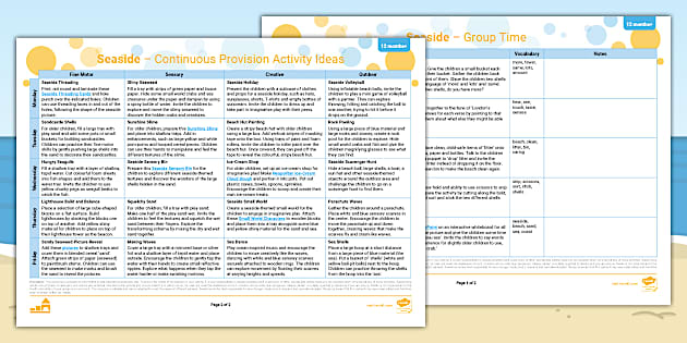 EYFS Toddler Room Planning: Seaside | Twinkl (teacher made)