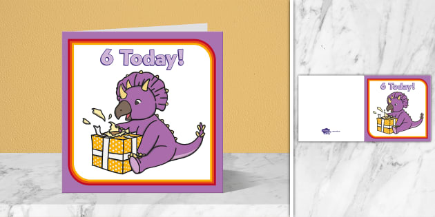 Dinosaur Birthday Card Age Six | Twinkl Party - Twinkl